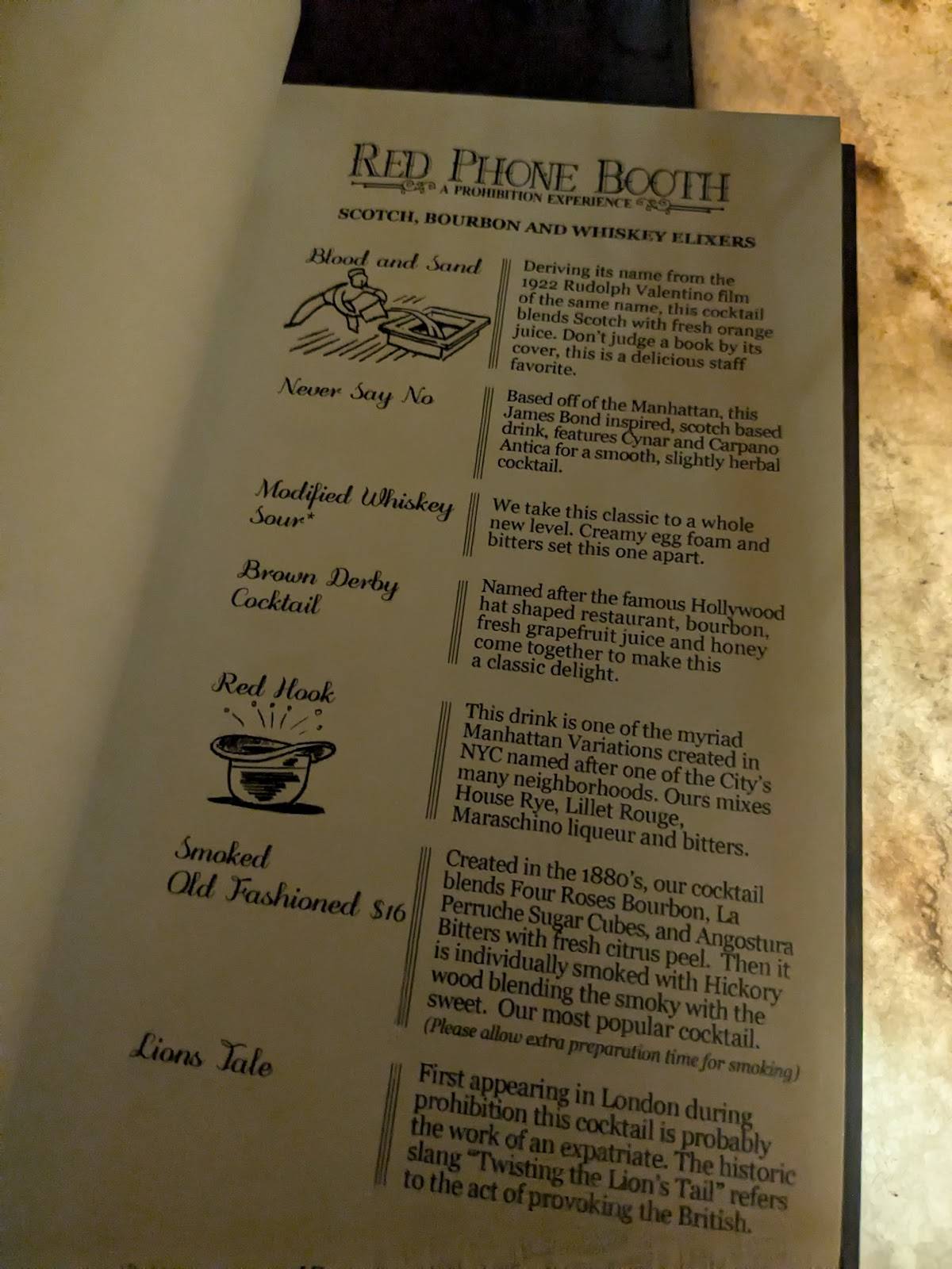 Menu at Red Phone Booth - Downtown Atlanta pub & bar, Atlanta