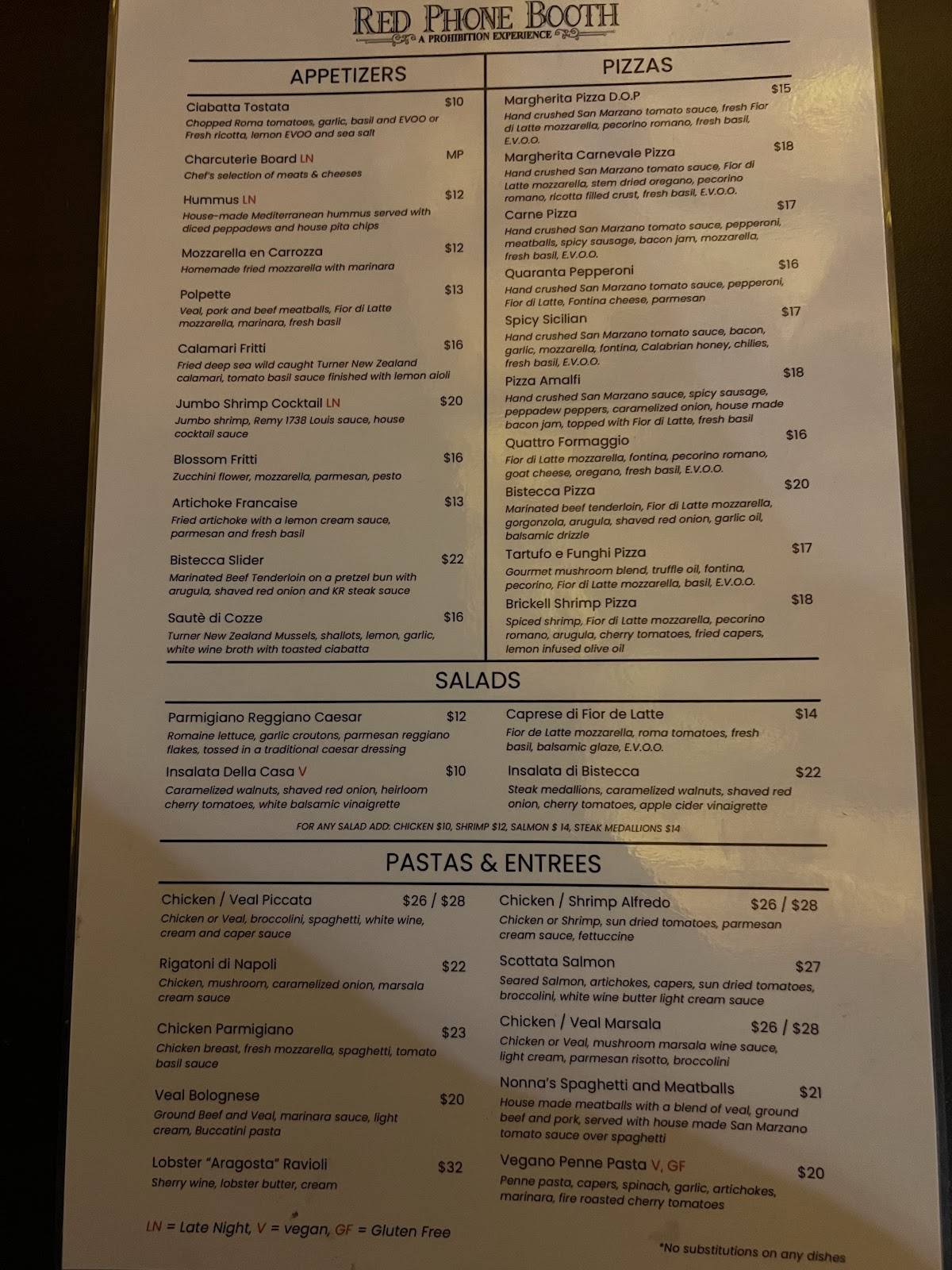 Menu at Red Phone Booth - Downtown Atlanta pub & bar, Atlanta