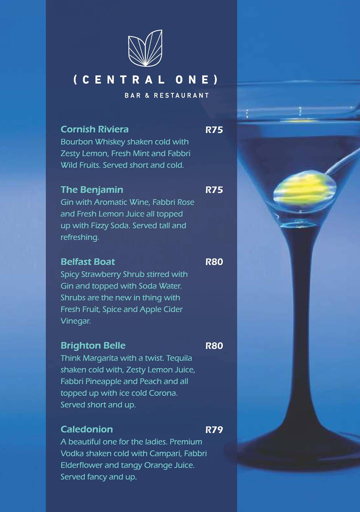 Menu at Central One Bar & Restaurant, Sandton