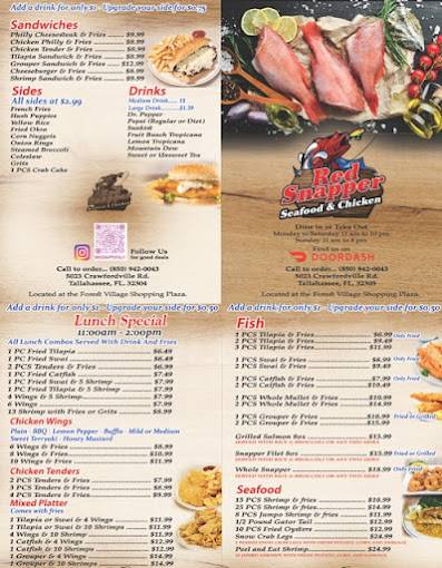 Menu at Red Snapper restaurant, Tallahassee, Crawfordville Rd # 5