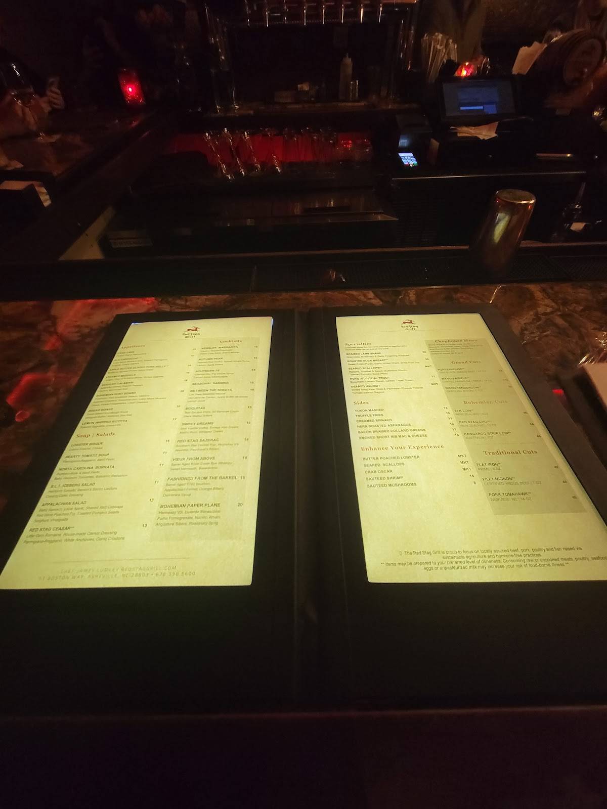 Menu at Red Stag Grill restaurant, Asheville