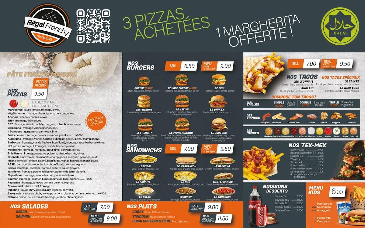 Menu au Regal Frenchy Saint-Priest en Jarez - Pizzas & Tacos restaurant ...