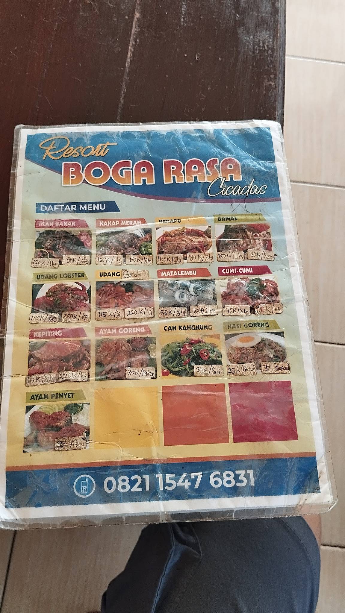 Carta del restaurante Resort Boga Rasa Cicadas, Cigadog