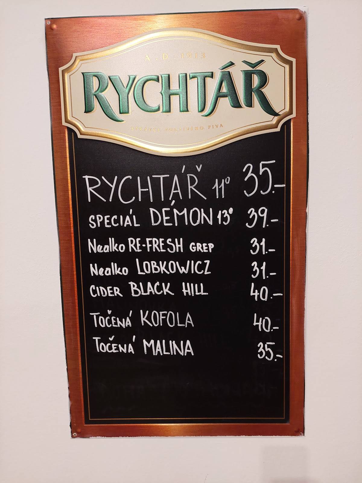Menu at Restaurace U Morousů restaurant, Olomouc