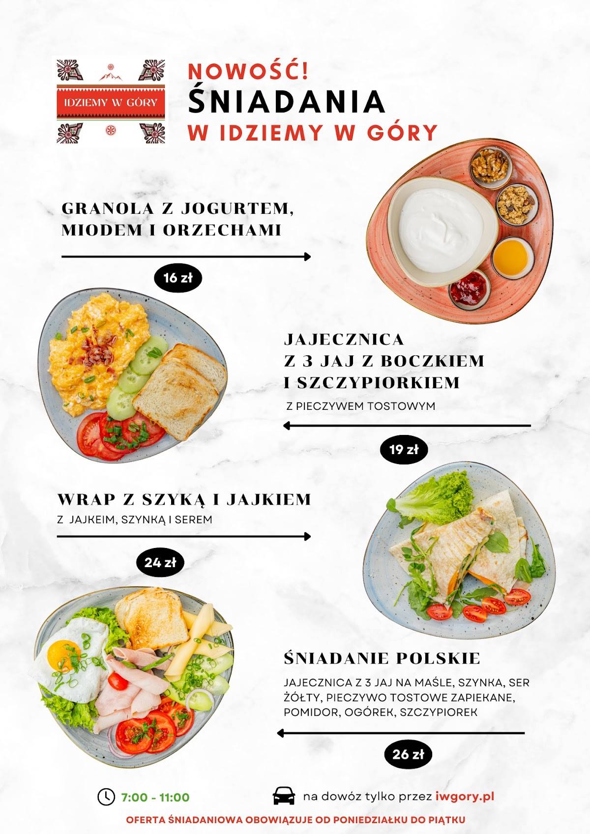 Menu at Restauracja Idziemy w Góry restaurant, Sosnowiec