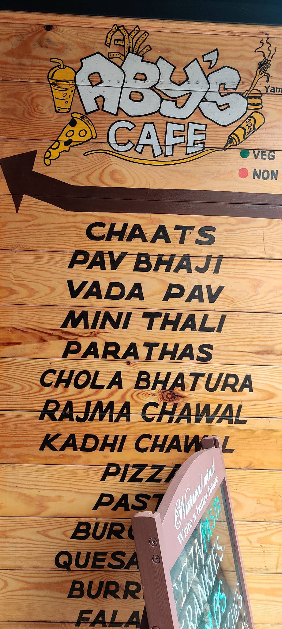 Menu at Aby's Cafe, Kodaikanal