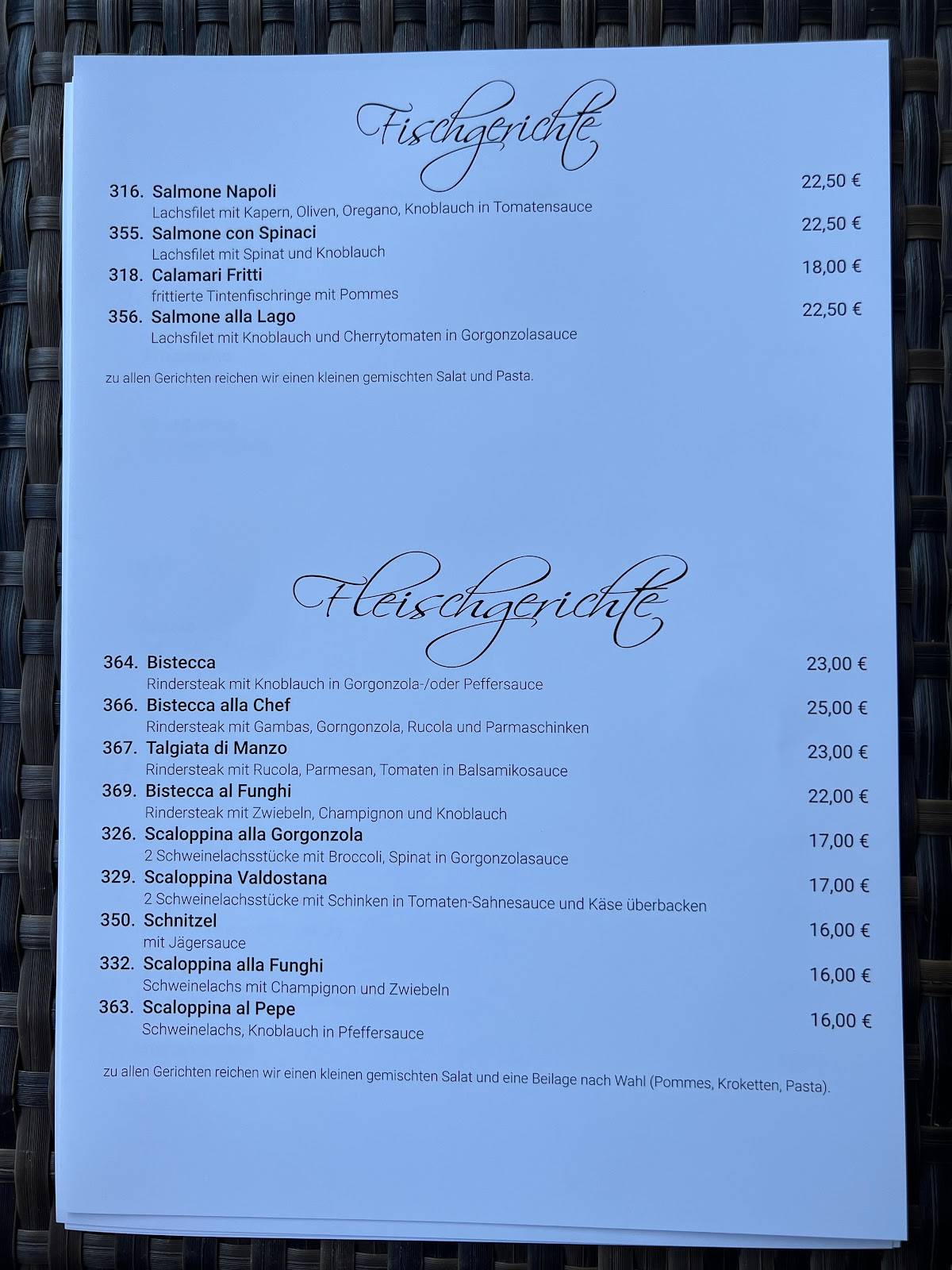 Speisekarte von Al Lago restaurant, Lembruch