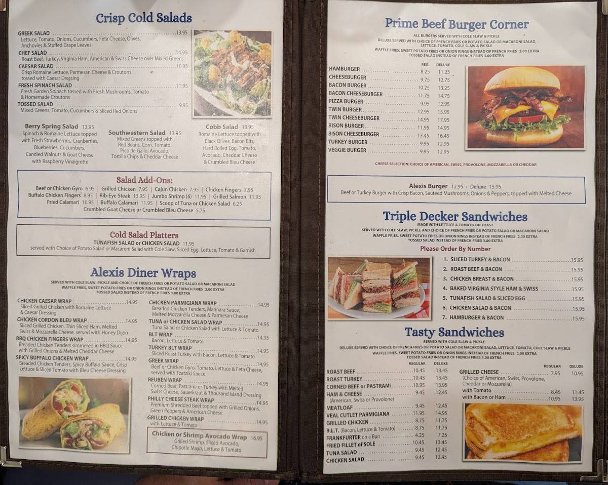 Menu at Alexis Diner restaurant, Newburgh