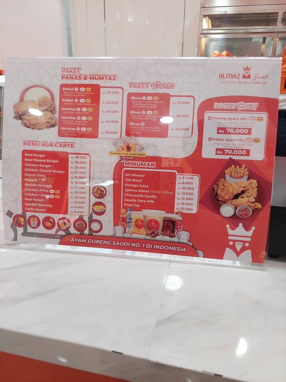 Menu at Almaz Fried Chicken Margorejo Surabaya restaurant, Surabaya