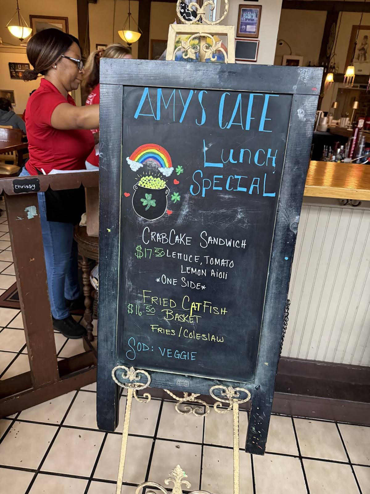 Menu at Amy's Cafe, Fredericksburg