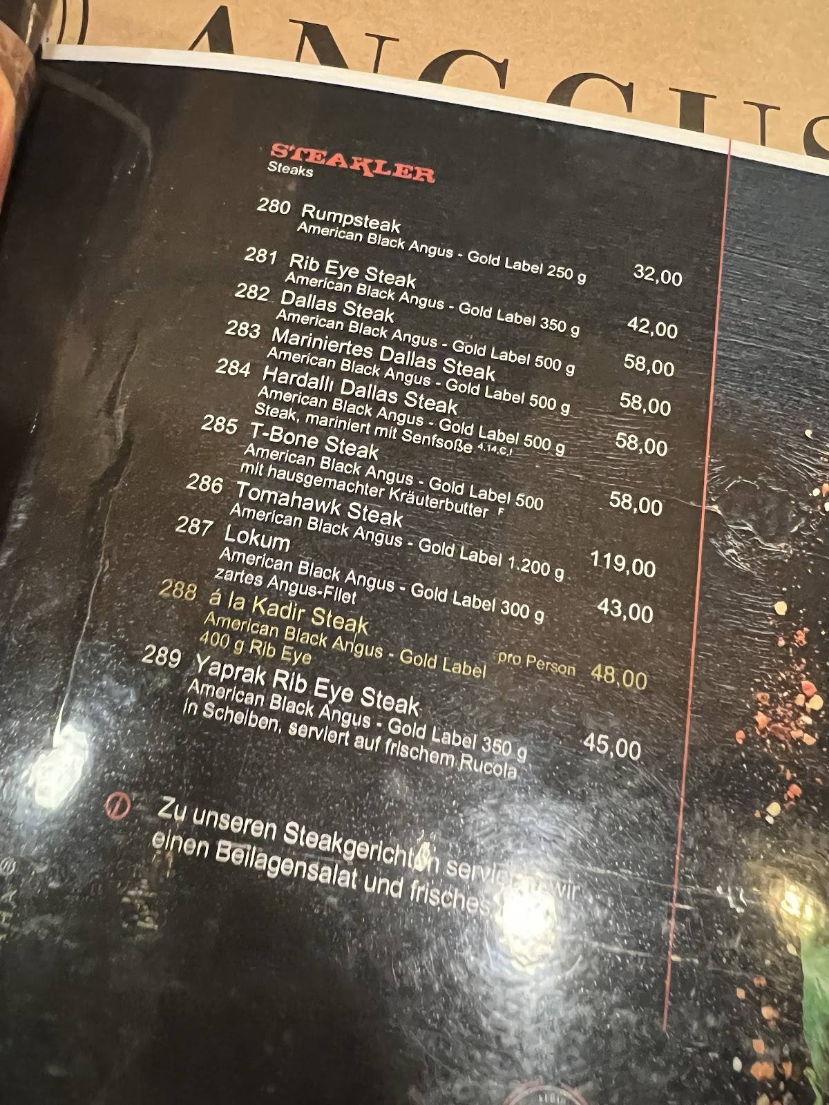 Speisekarte von Restaurant Anggus, Mannheim, H1 15