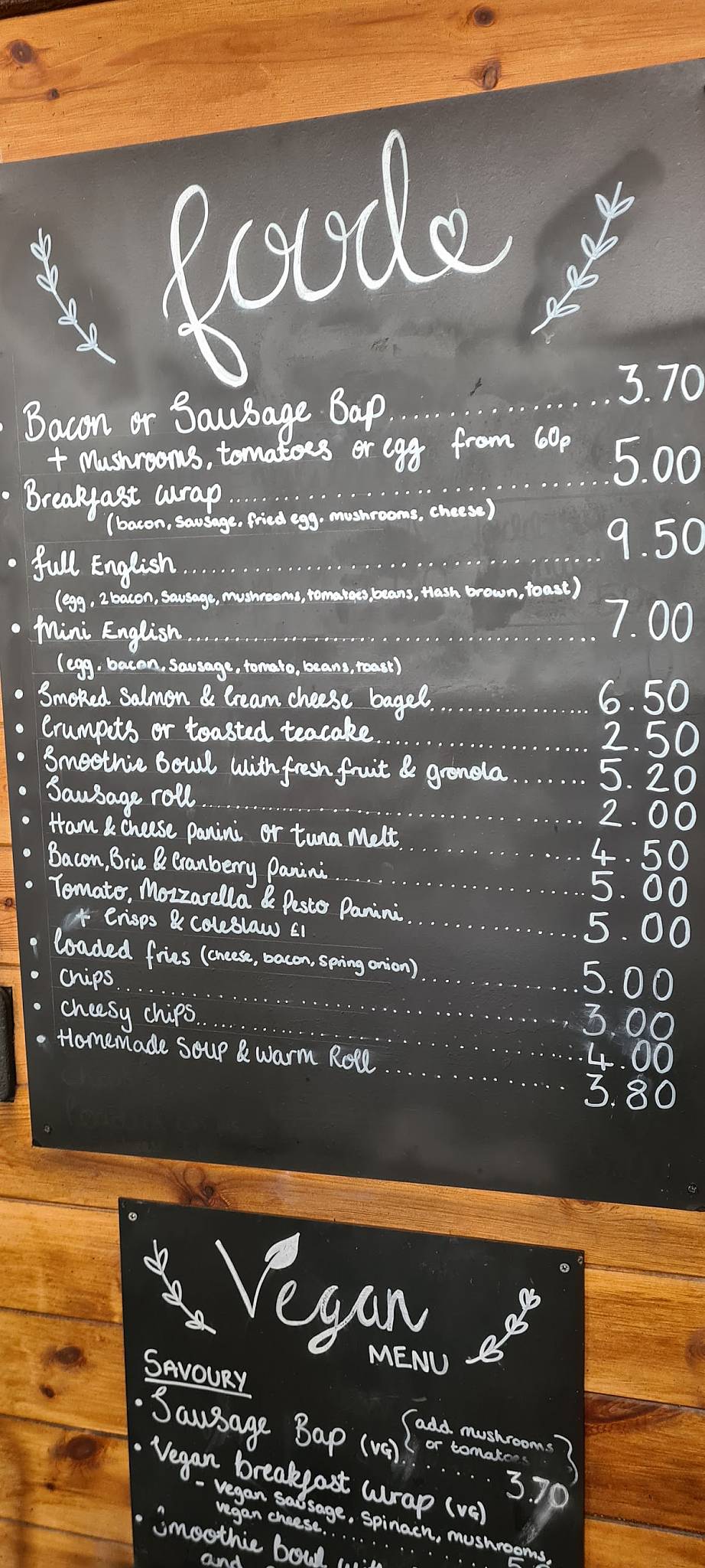 Menu at Annabel’s cafe, Doncaster