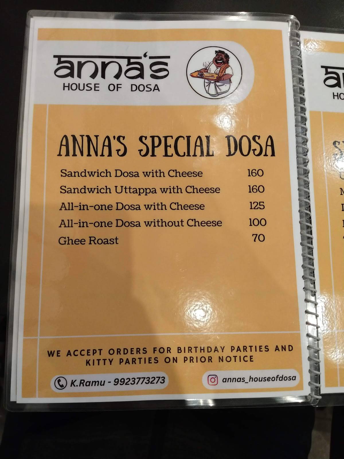 Menu at Anna's House of Dosa - Best Dosa in Nashik, Nashik
