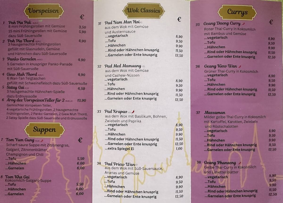 Speisekarte von Aroy Dee Thai Imbiss Krumbach (Schwaben) restaurant ...