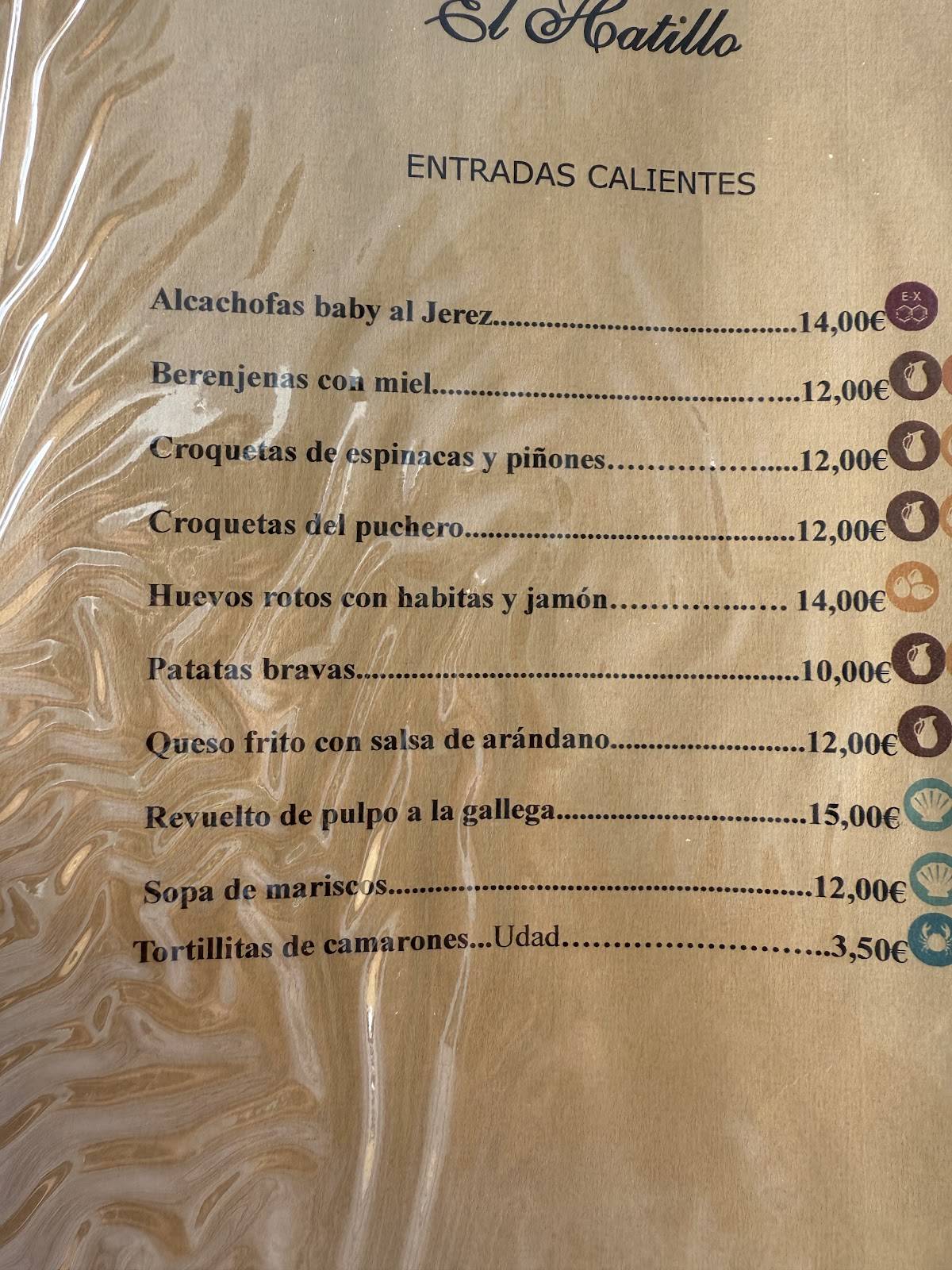 Carta del restaurante Arrocería El Hatillo, Estepona, C. Manuel Navarro ...
