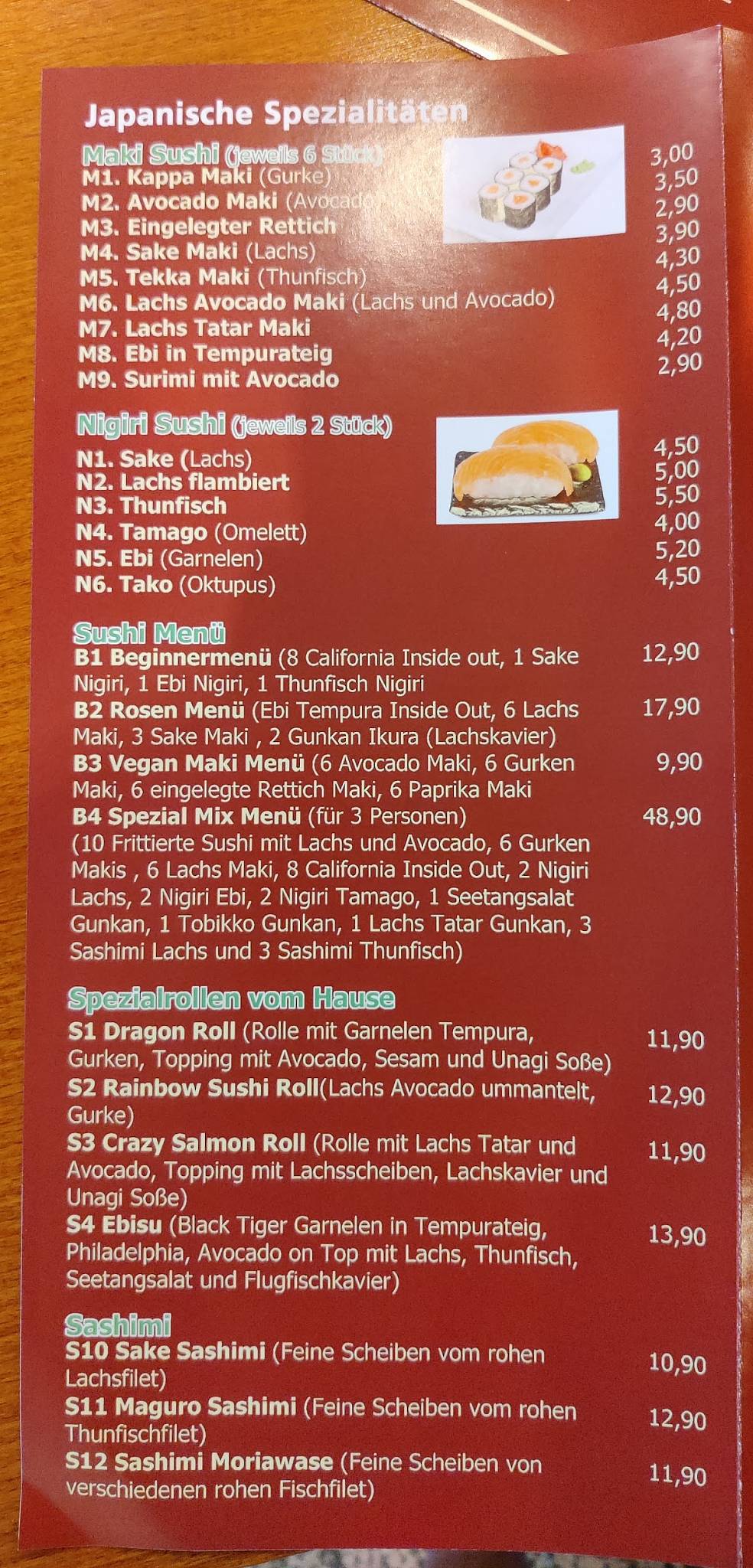 Speisekarte von Asian Vietnam-Japan restaurant, Freigericht