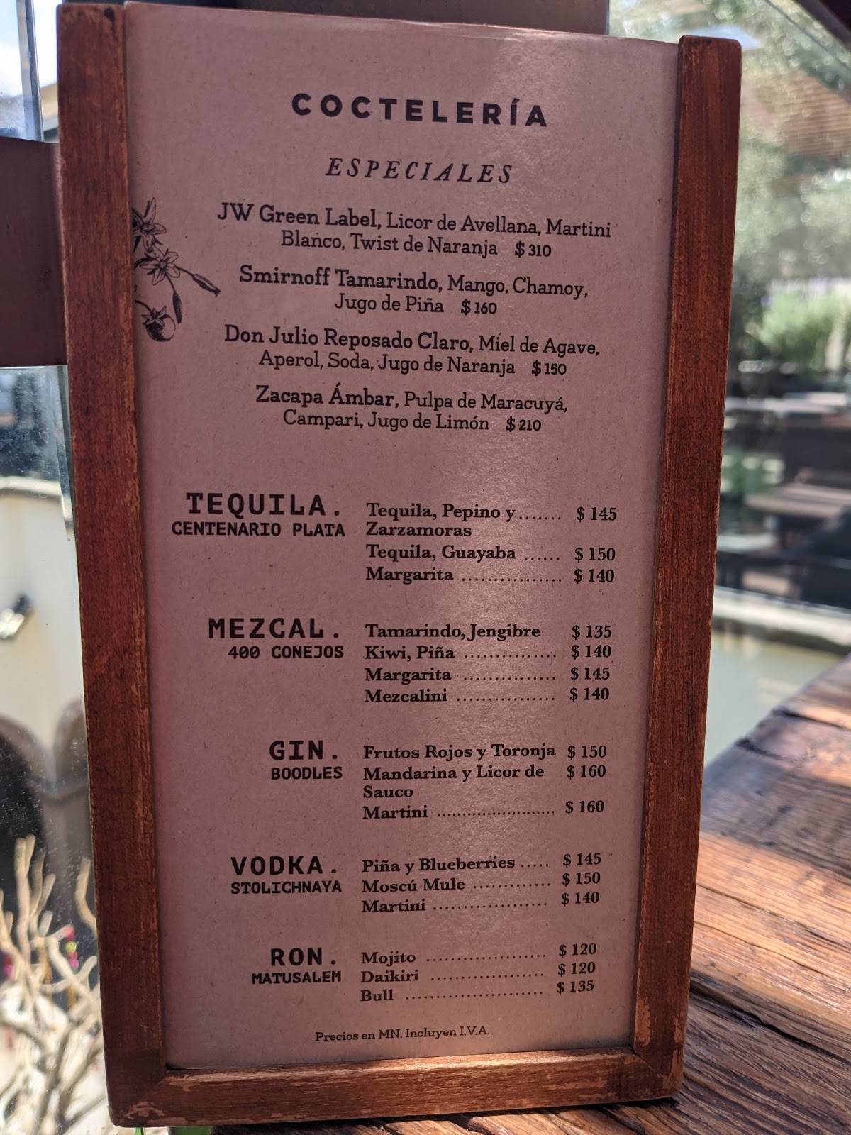 Menu at Atrio Restaurant, San Miguel de Allende
