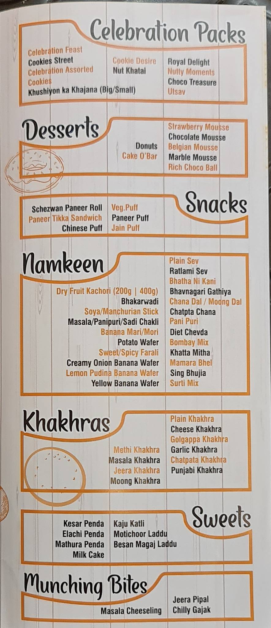 Menu at Atul Bakery Satellite Ahmedabad, Ahmedabad