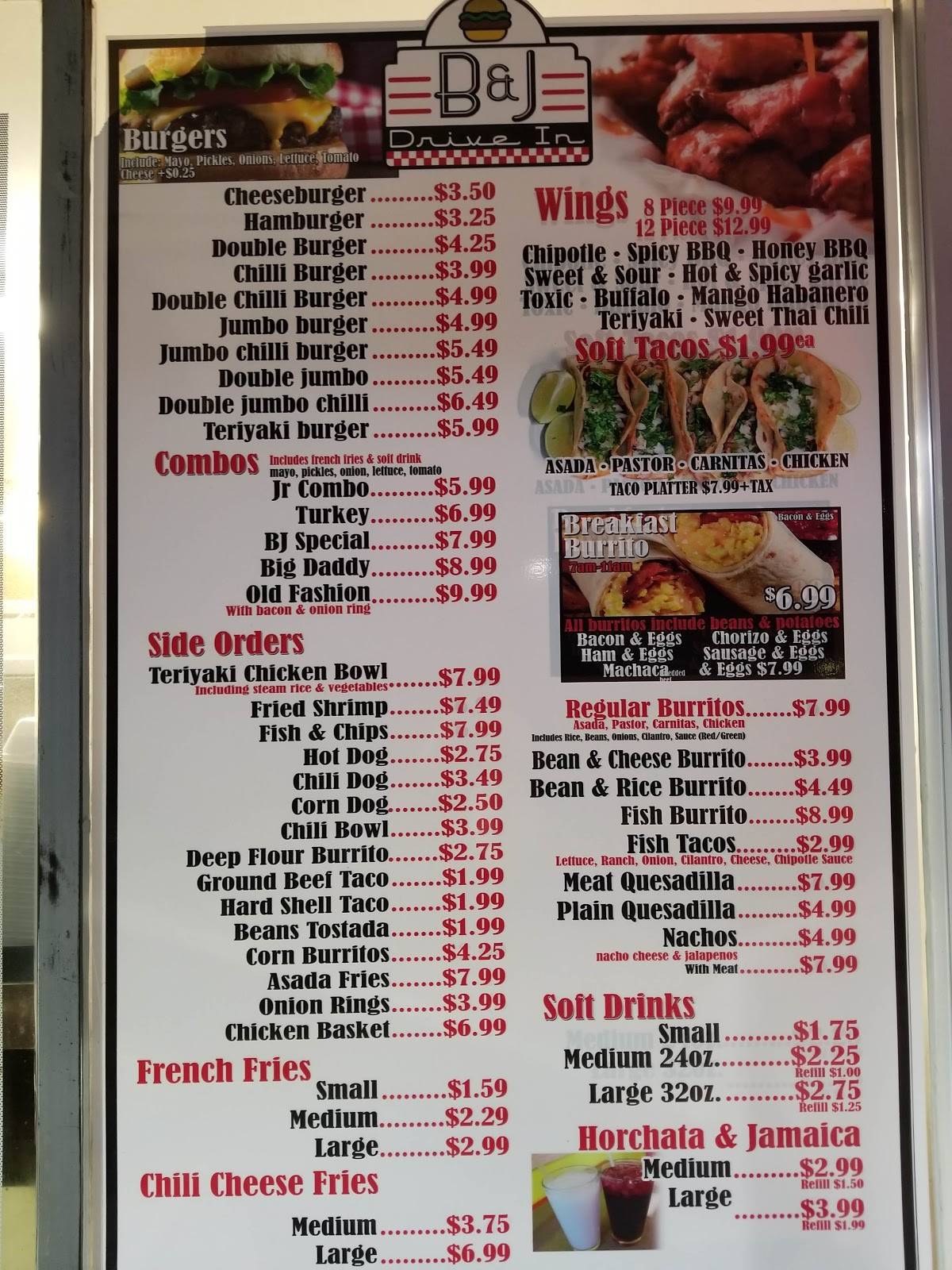 Menu at B&J Drive - In restaurant, Ventura