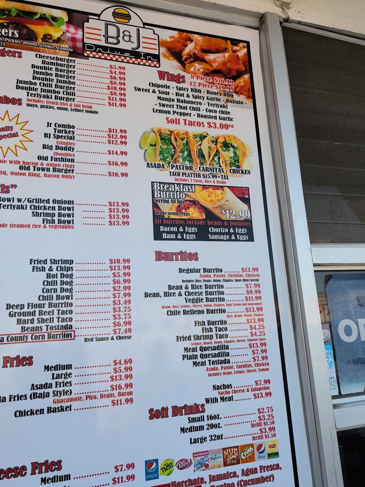 Menu at B&J Drive - In restaurant, Ventura