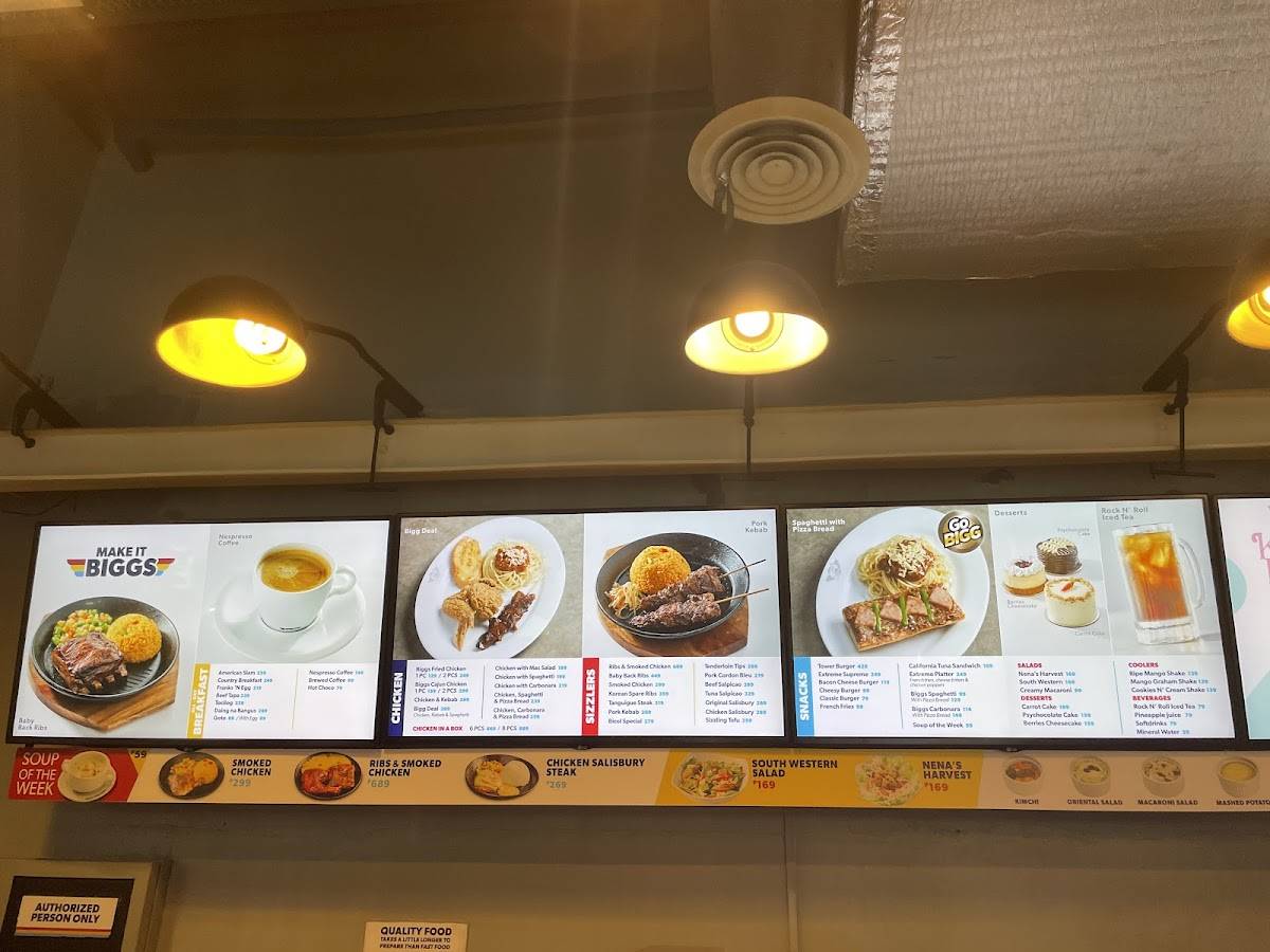 Menu at Bigg's Diner Pacific Mall Legazpi, Legazpi City, Pacific Mall ...