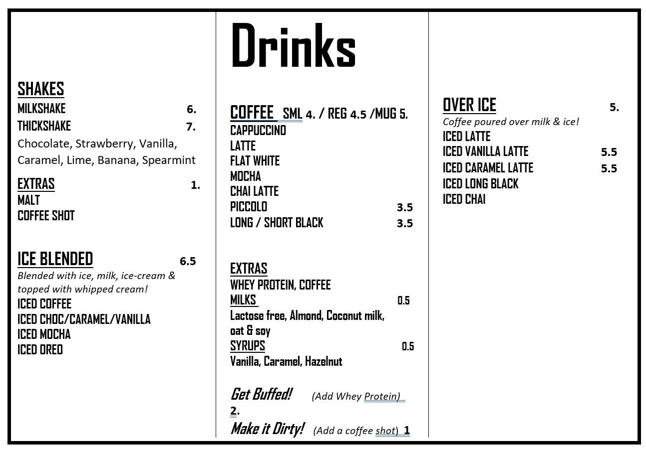 Menu at Backstreet Burgers and Esspresso Bar, Sippy Downs