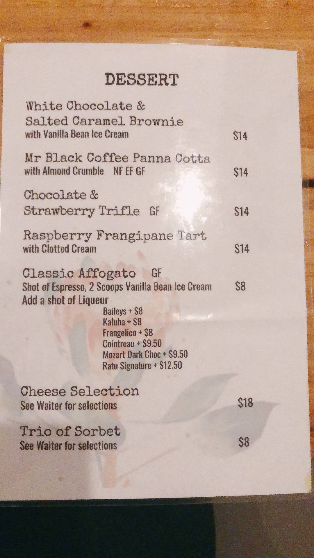 Menu at Banksia Seafood and Grill restaurant, Hervey Bay