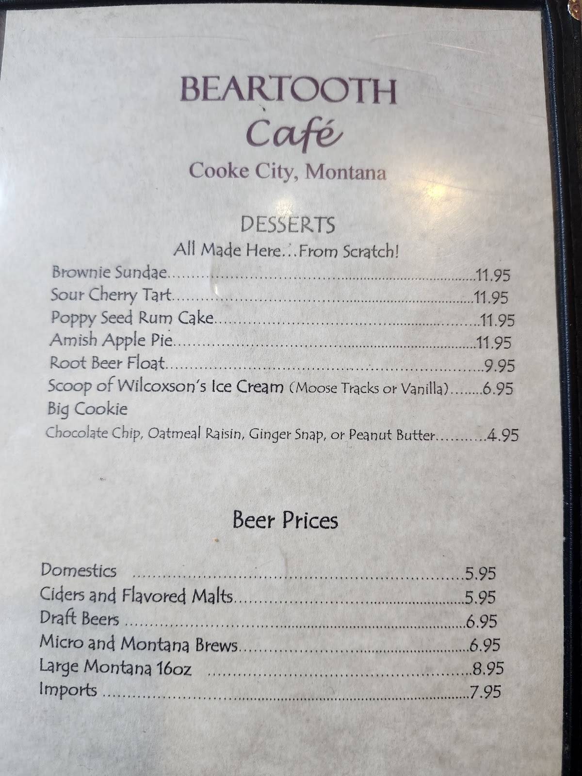 Menu at Beartooth Cafe, Cooke City-Silver Gate, 207 Main St