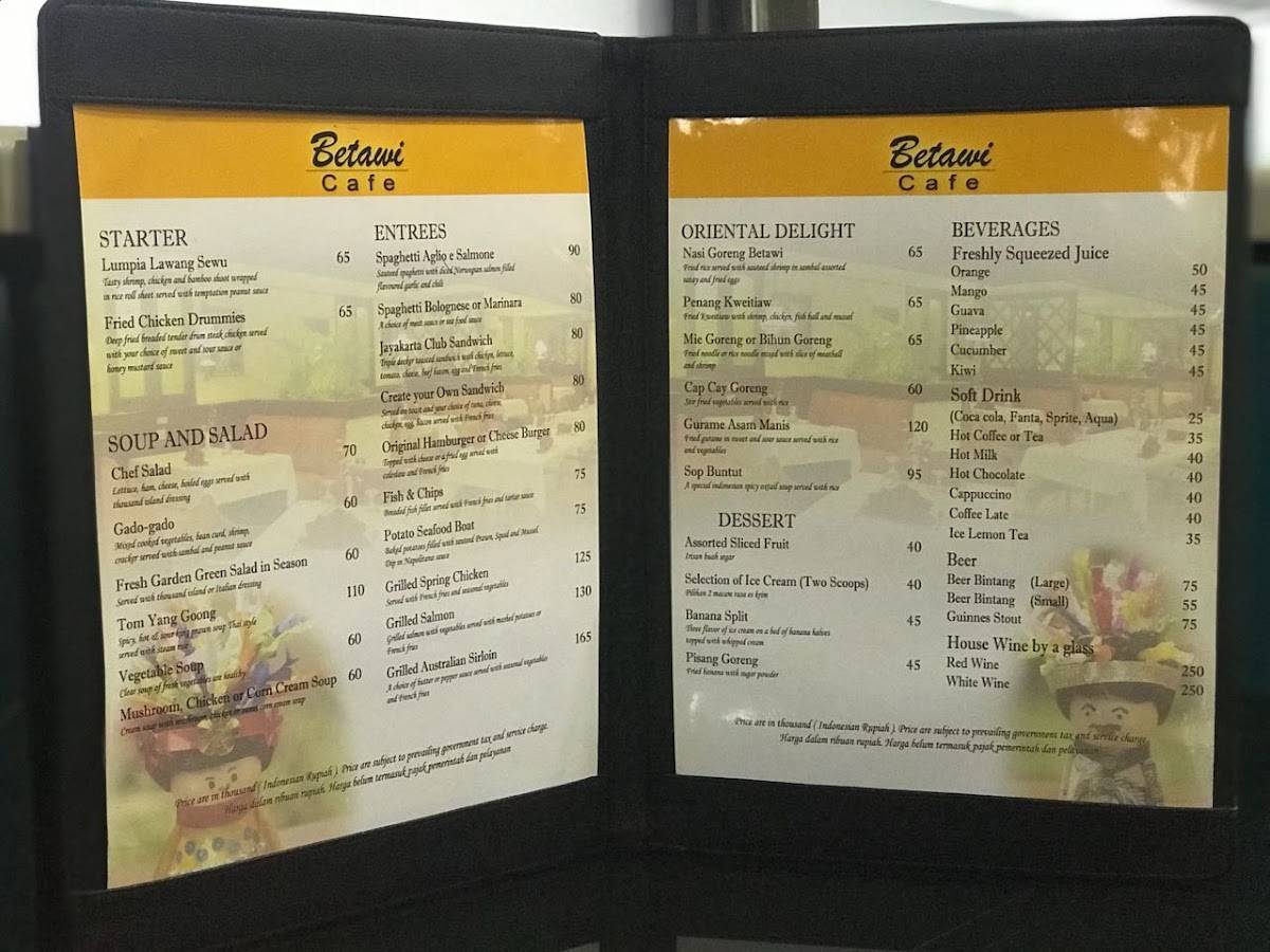 Menu at Betawi Cafe, West Jakarta, No