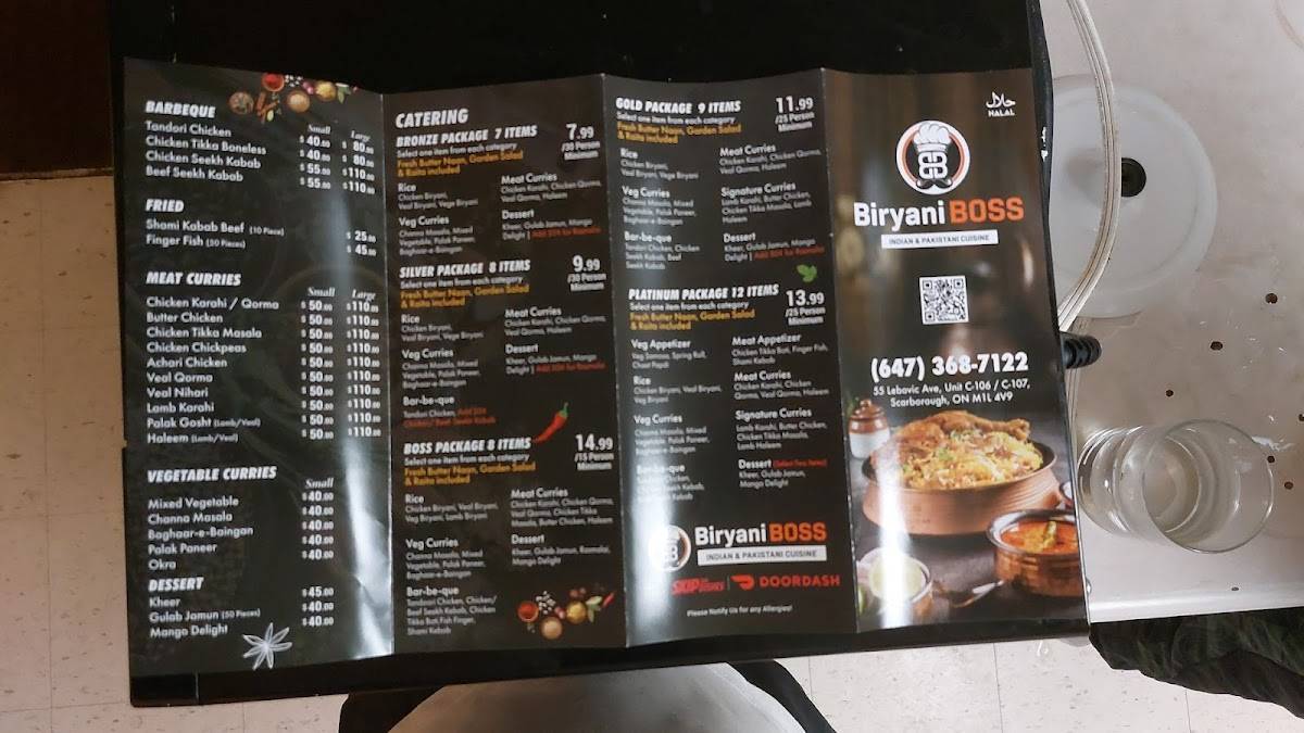 Carta de Biryani Boss Scarborough Best Biryani Restaurant, Toronto, 55 ...