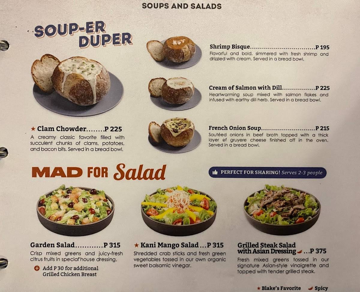 Carta del restaurante Blake's Wings & Steaks - Ayala Malls TriNoma ...