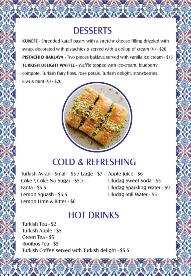 Menu at Bodrum Essendon restaurant, Essendon, 51 Fletcher St
