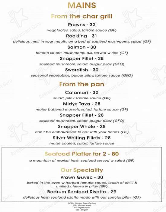 Menu at Bodrum Essendon restaurant, Essendon, 51 Fletcher St