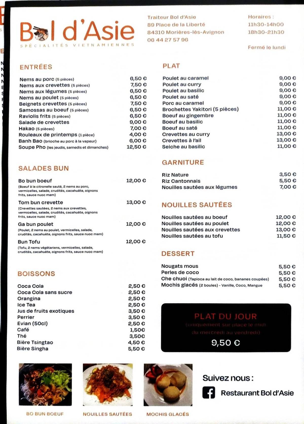 Menu au Restaurant Bol d'Asie, Morières-lès-Avignon