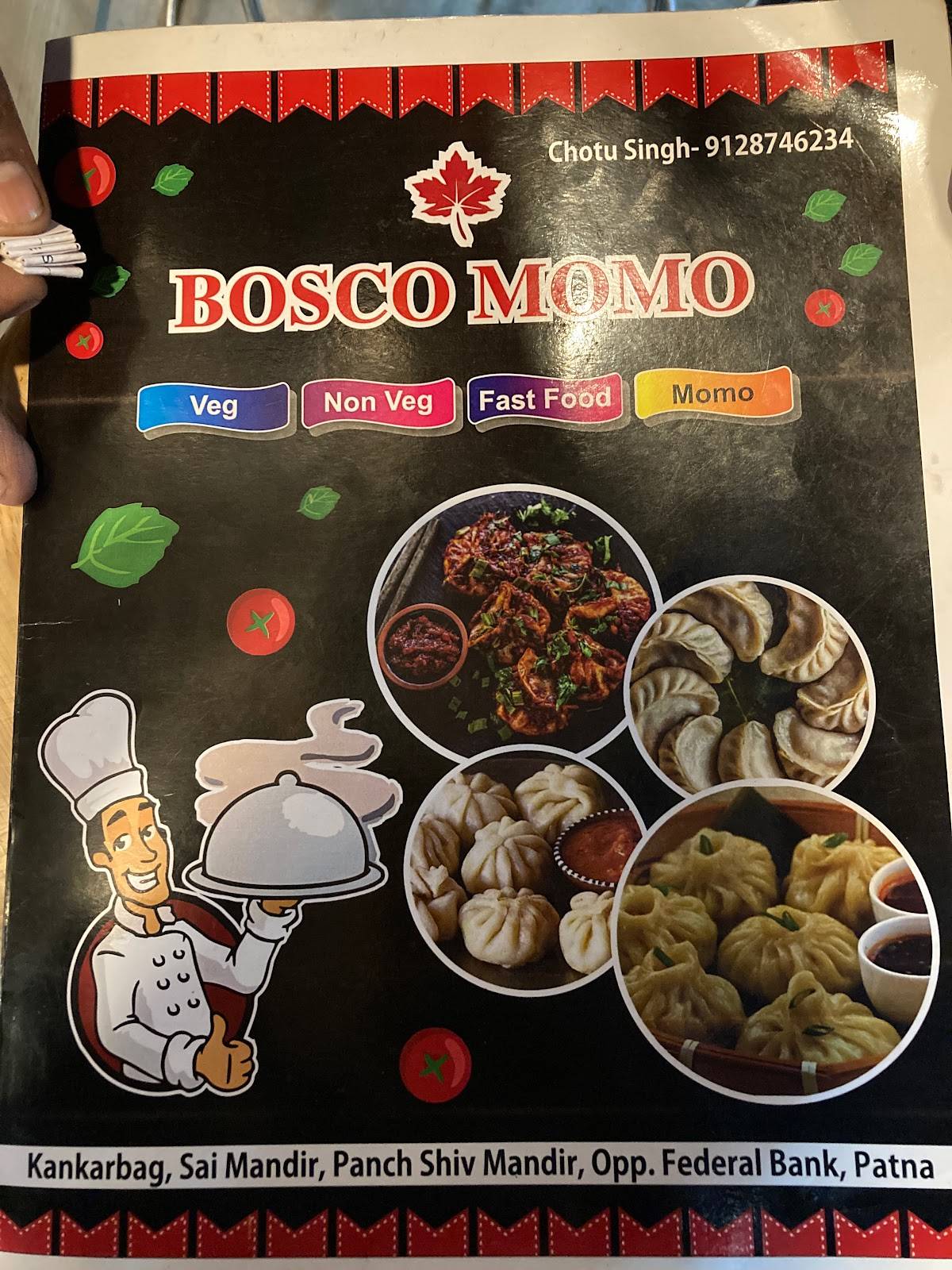 Menu at Bosco Momo’s, Patna