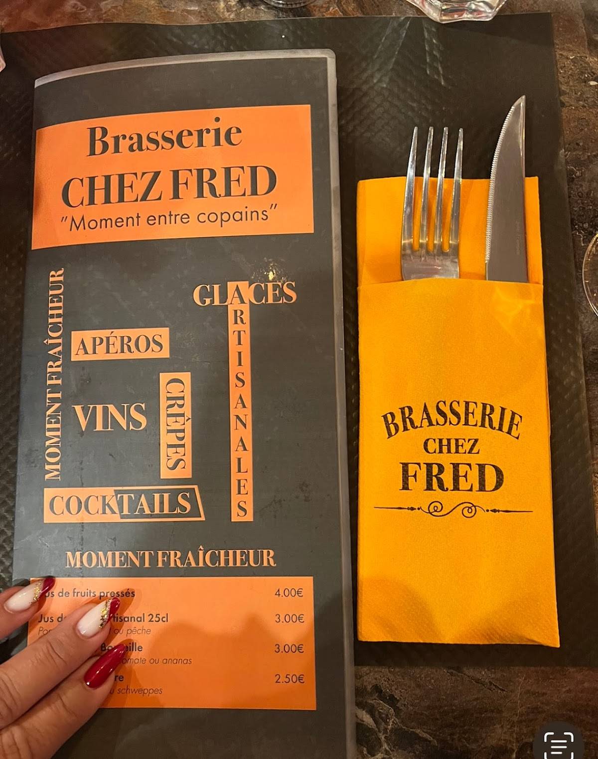 Carta del restaurante Brasserie chez Fred, Vaison-la-Romaine