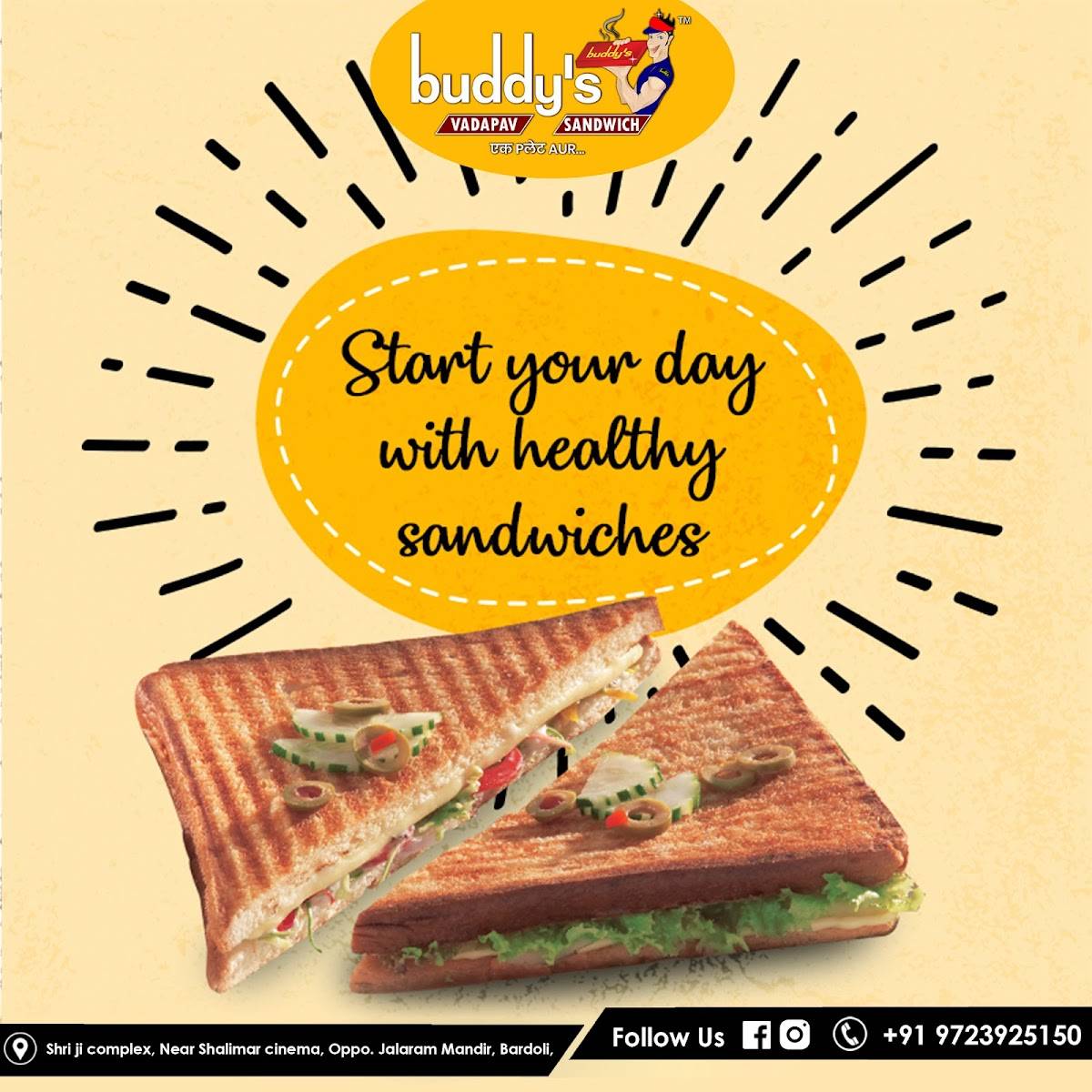 Menu at Buddy's vadapav & sandwich ( Bardoli ), Bardoli