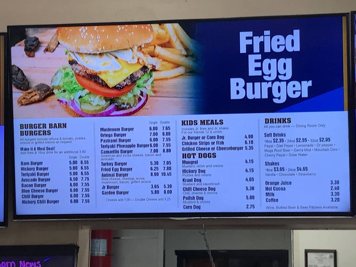 Menu at Burger Barn, Camarillo