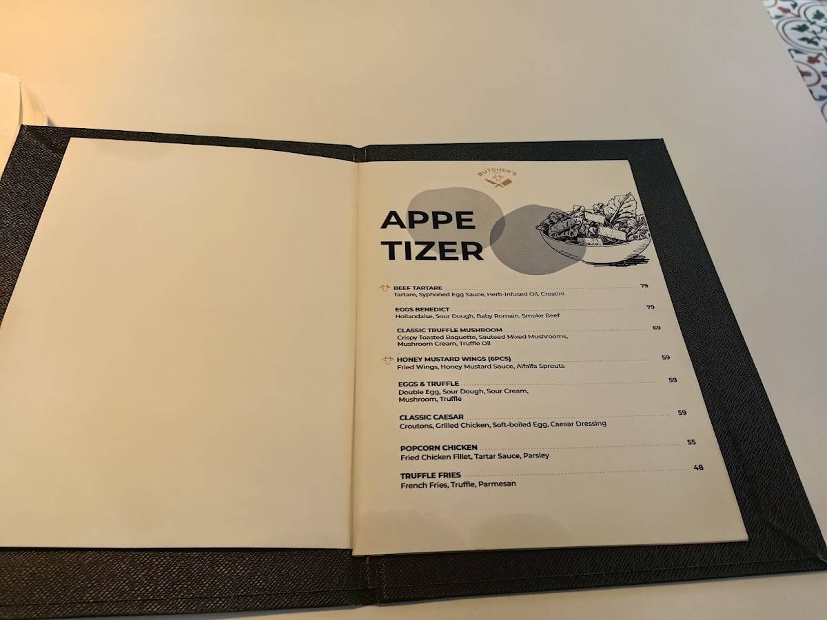 Menu at Butcher's Den restaurant, Surabaya