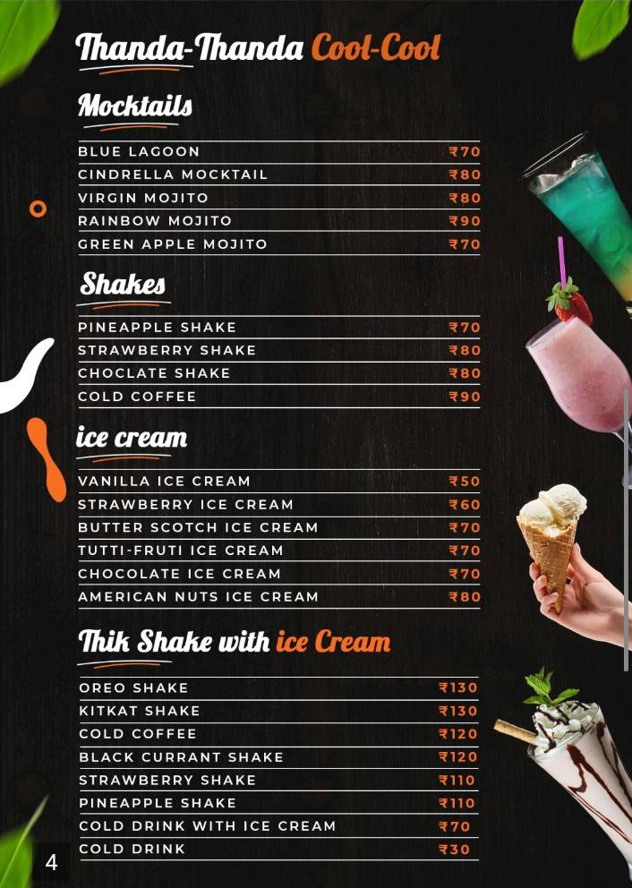 Menu at CHAY-SHAY, Unnao