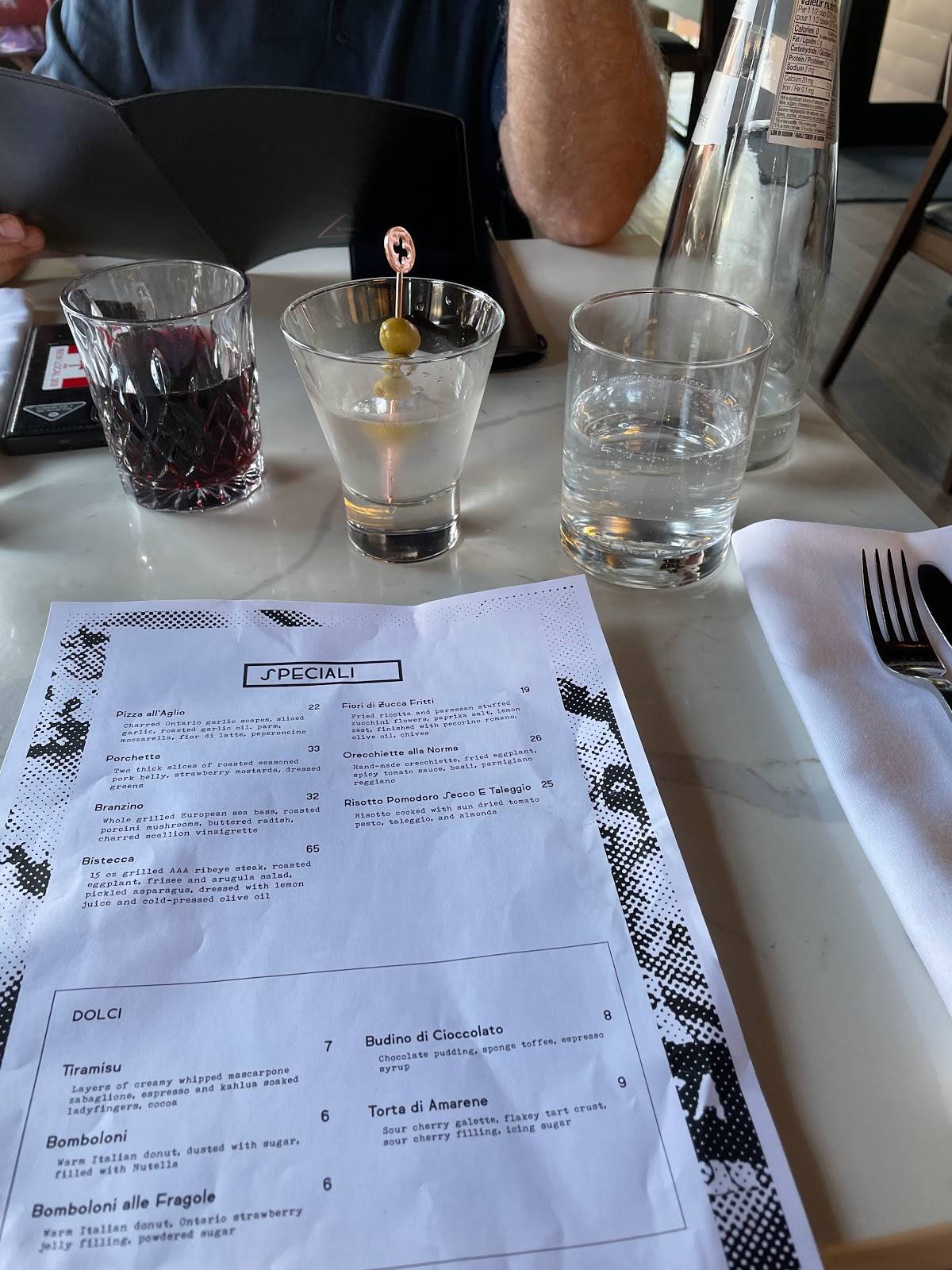Menu at CIMA Enoteca restaurant, Hamilton