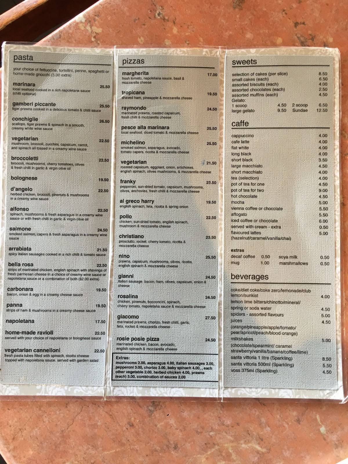 Menu at Cafe Bella Rosa Carlisle