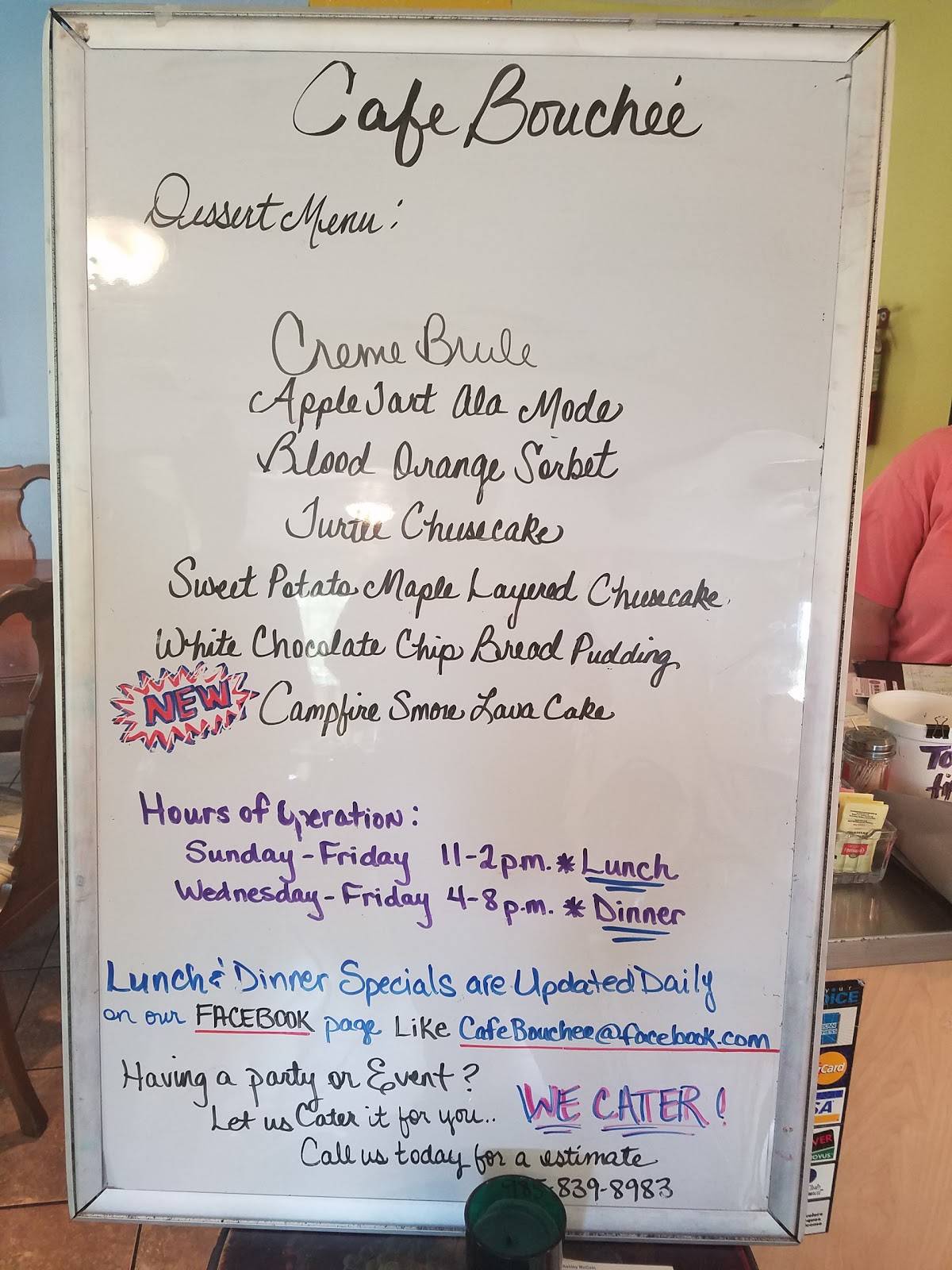 Menu at Cafe Bouchee, Franklinton, Cleveland St