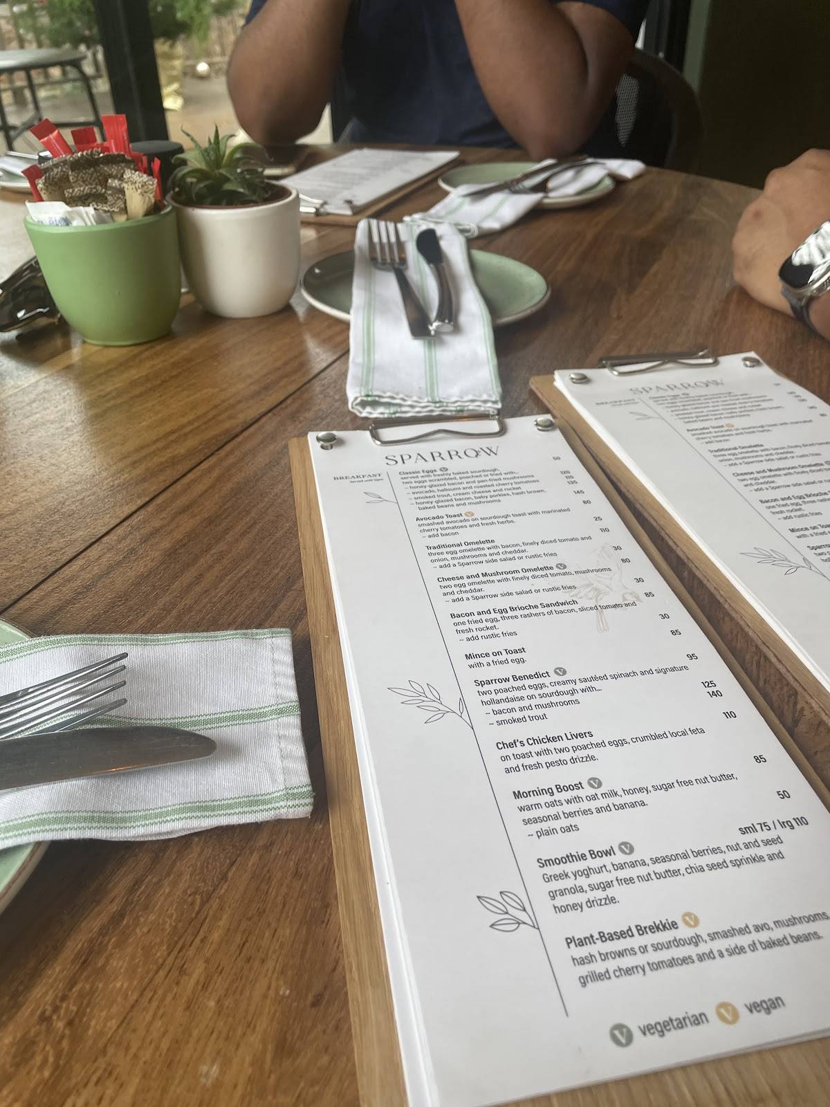 Menu at Café Sparrow restaurant, Outer West Durban