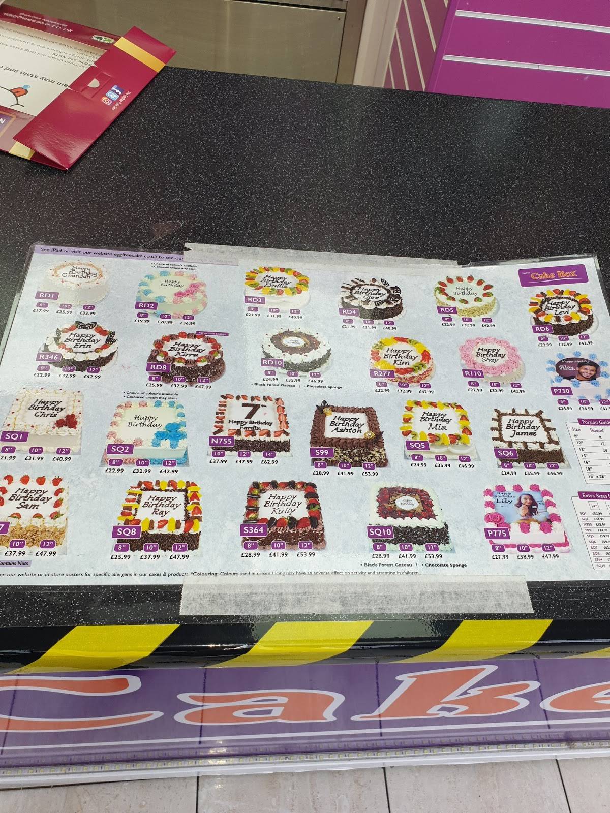 Carta de Cake Box Bradford Leeds Road, Bradford