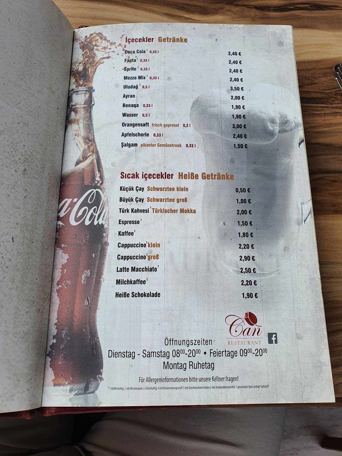 Speisekarte von Restaurant Can, Nürnberg