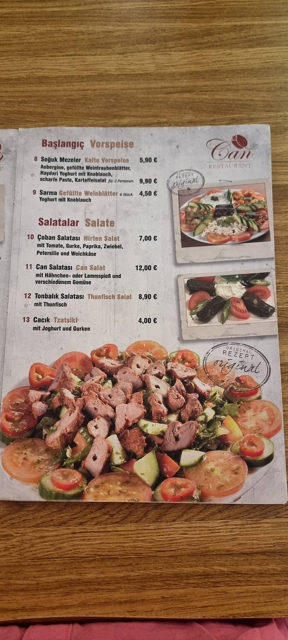 Speisekarte von Restaurant Can, Nürnberg