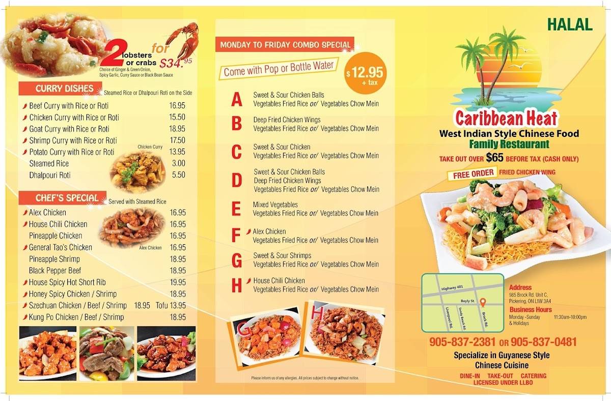 Menu at Caribbean Heat restaurant, Pickering