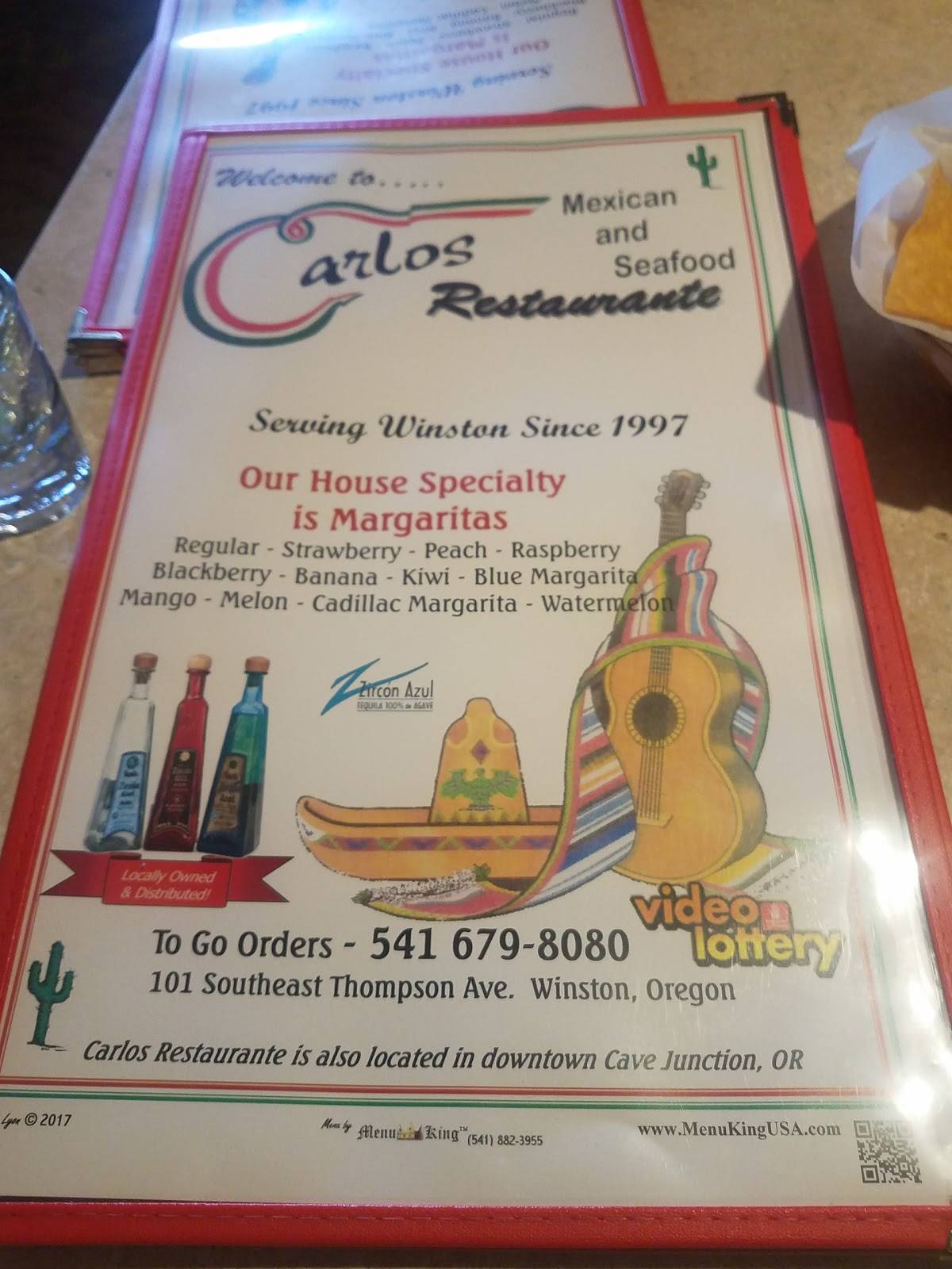 Menu at Carlos Restaurante, Winston