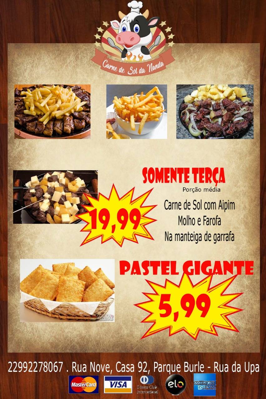 Menu at Carne de Sol da Nanda restaurant, Cabo Frio